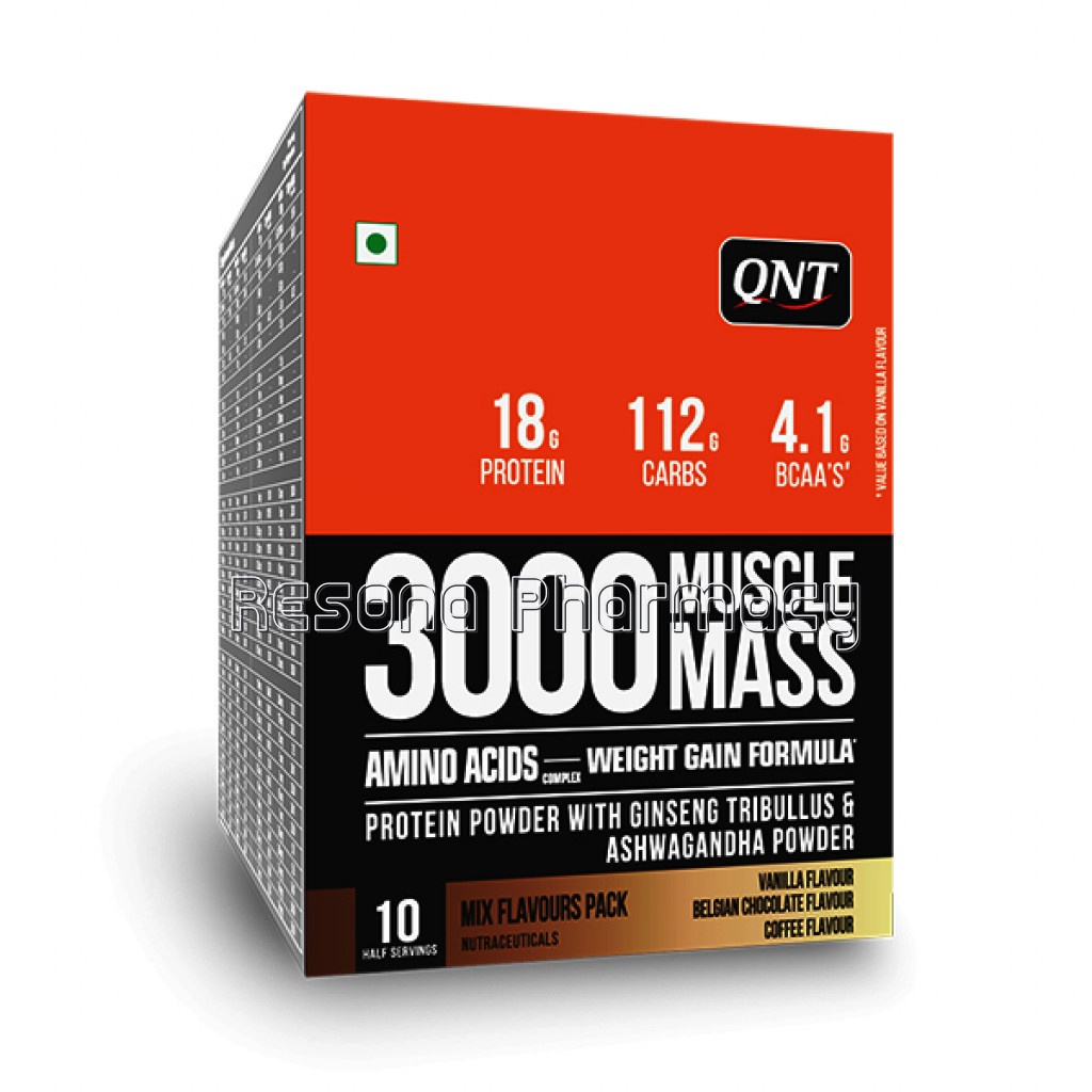 3000 Muscle Mass Trial Pack (Vanilla, Belgian Chocolate and Coffee ...